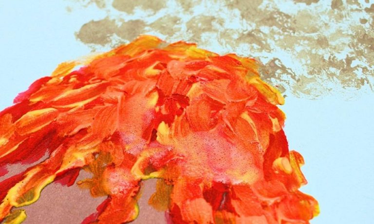 Fizzing Baking Soda Paint Volcano Craft (with Free Template!) - The ...
