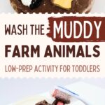 “Wash the Muddy Farm Animals” Sensory Bin - The Craft-at-Home Family