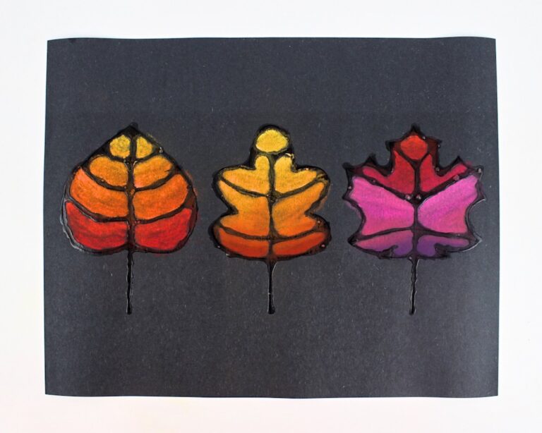 Glue & Chalk Pastel Fall Leaves (with Free Template!) - The Craft-at ...