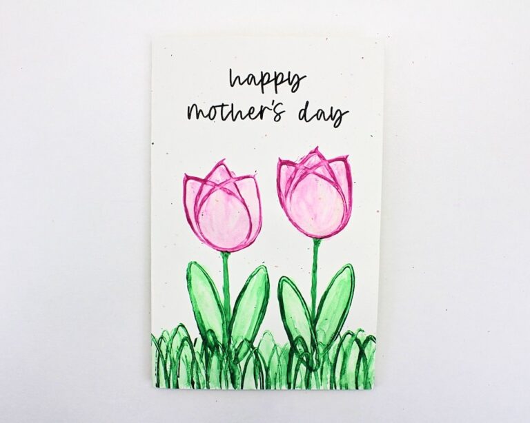 Easy Paper Roll Stamped Mother's Day Tulip Card (with Free Template ...