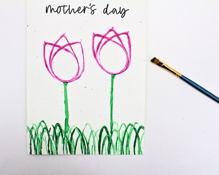 Easy Paper Roll Stamped Mother's Day Tulip Card (with Free Template ...