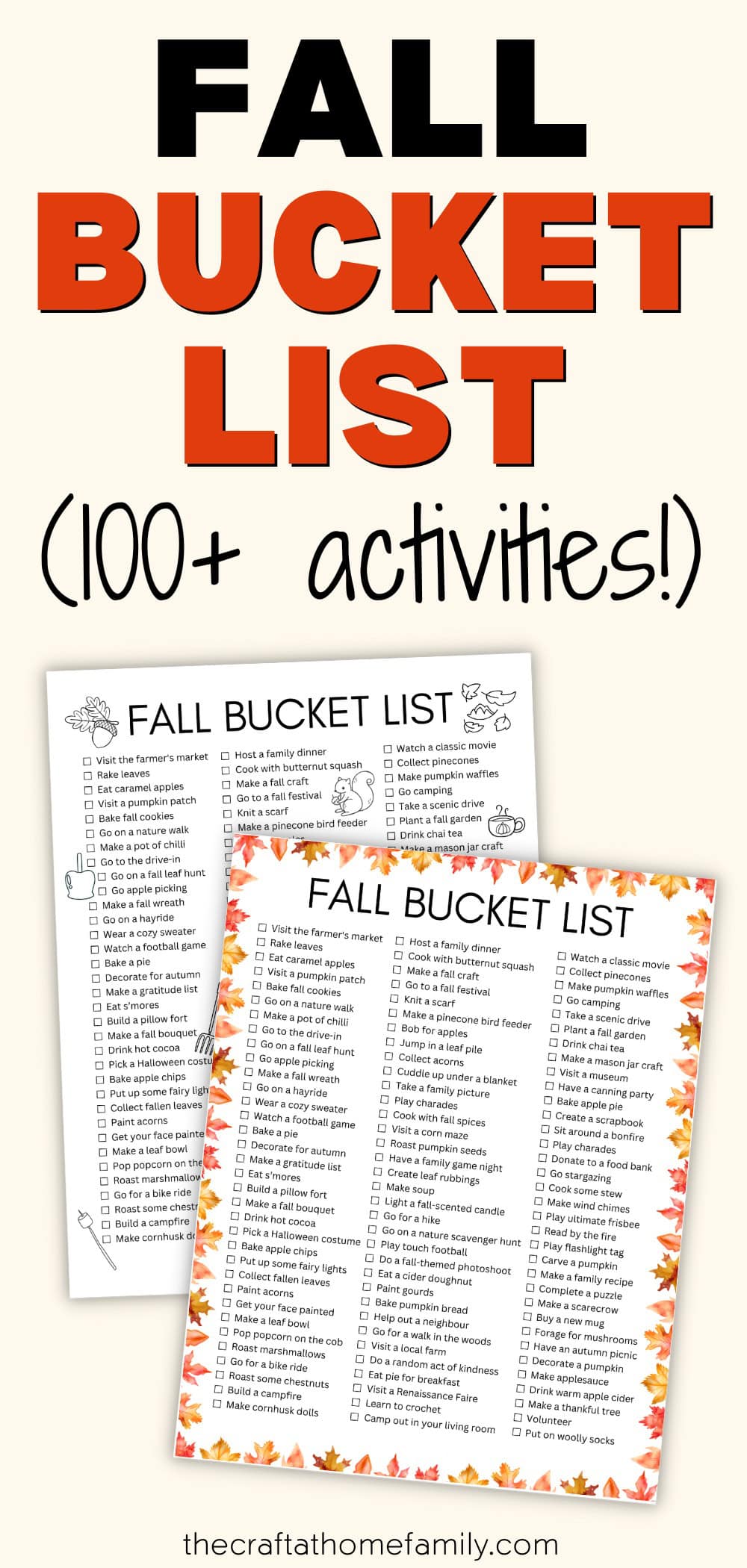 Free Printable Fall Bucket List (100+ Ideas!) - The Craft-at-Home Family