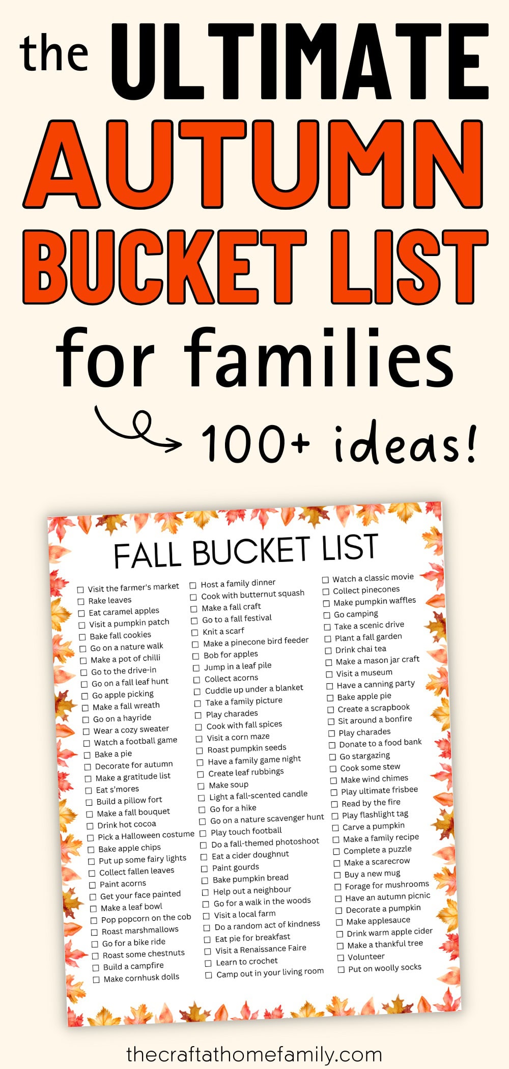 Free Printable Fall Bucket List (100+ Ideas!) - The Craft-at-Home Family