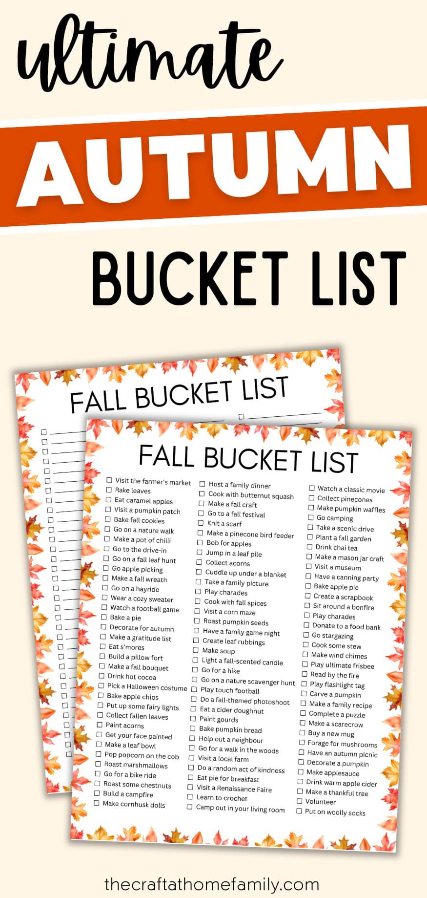 Free Printable Fall Bucket List (100+ Ideas!) - The Craft-at-Home Family