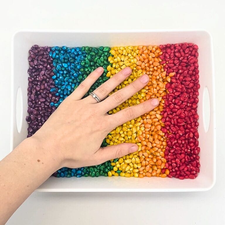 Rainbow Dyed Corn Kernels: How to Dye Corn for Sensory Play - The Craft ...