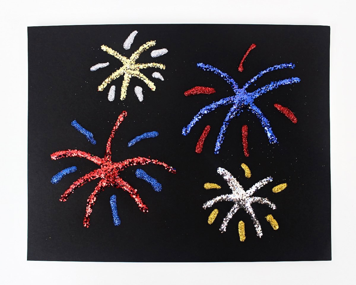 Easy Glitter Fireworks Craft - The Craft-at-Home Family