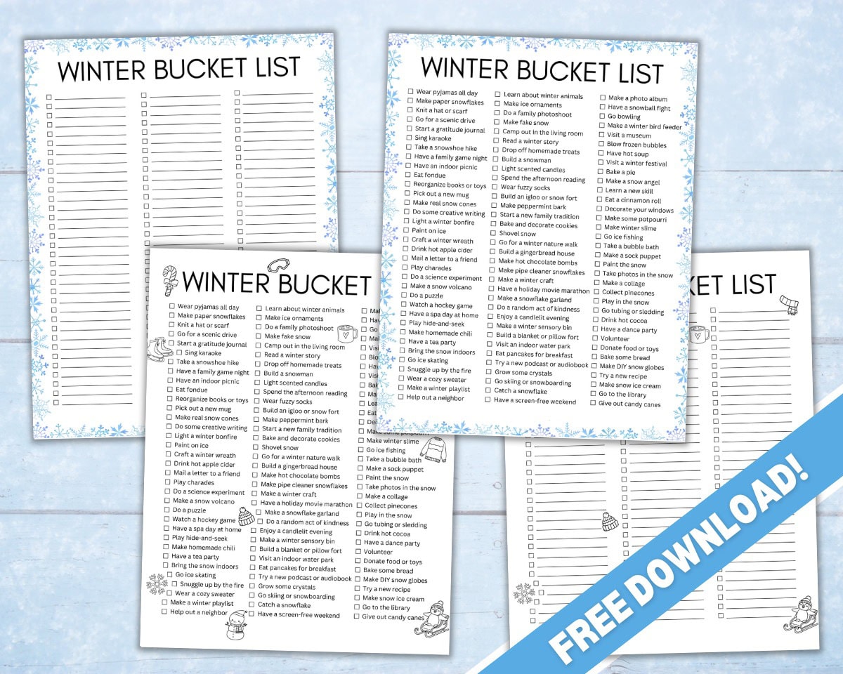 Free Printable Winter Bucket List (100+ Ideas!) - The Craft-at-Home Family