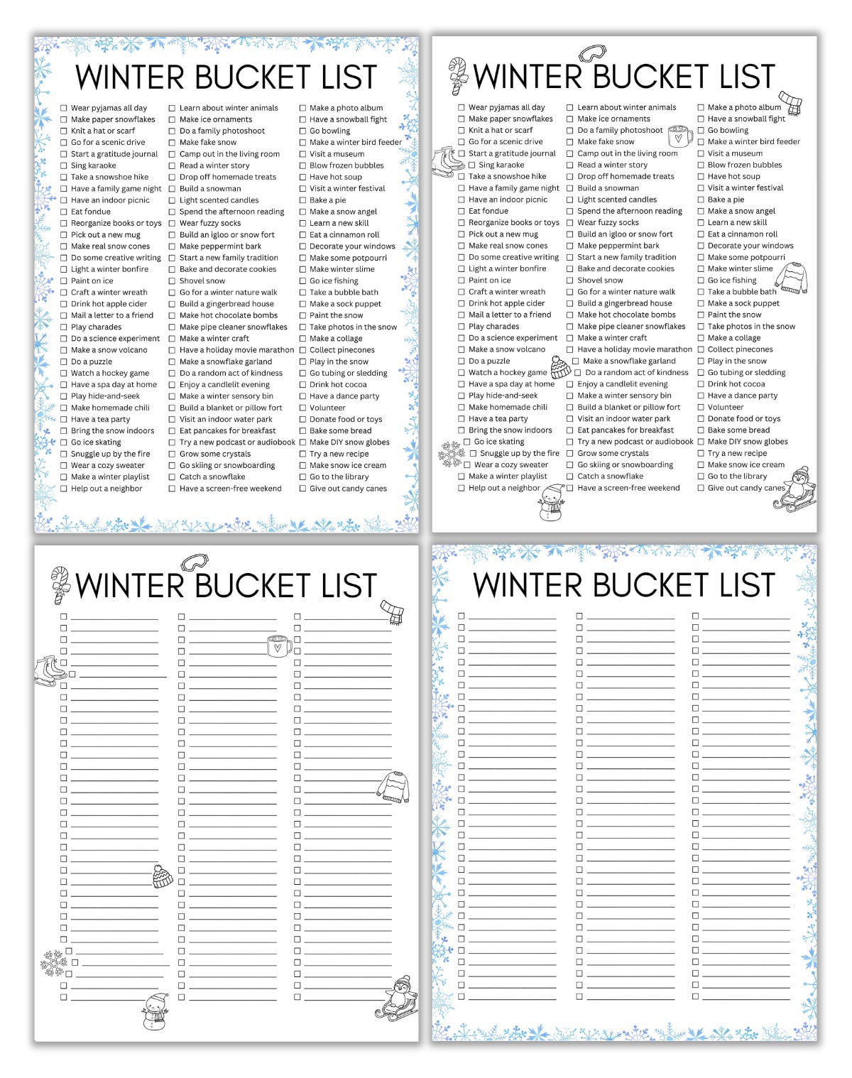 Free Printable Winter Bucket List (100+ Ideas!) - The Craft-at-Home Family