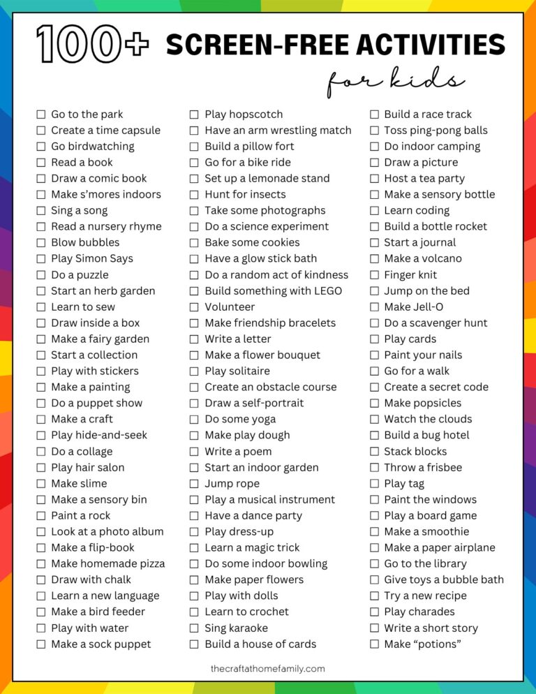 180+ Screen-Free Activities for Kids - The Craft-at-Home Family