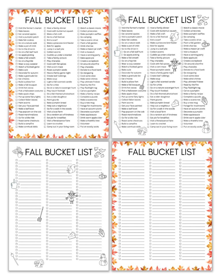 Free Printable Fall Bucket List (100+ Ideas!) - The Craft-at-Home Family
