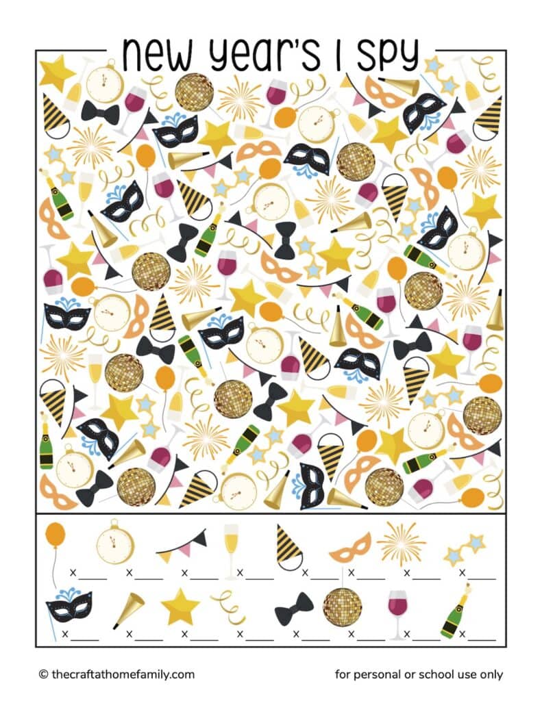 Free New Year's I Spy (+ Answer Key!) - The Craft-at-Home Family