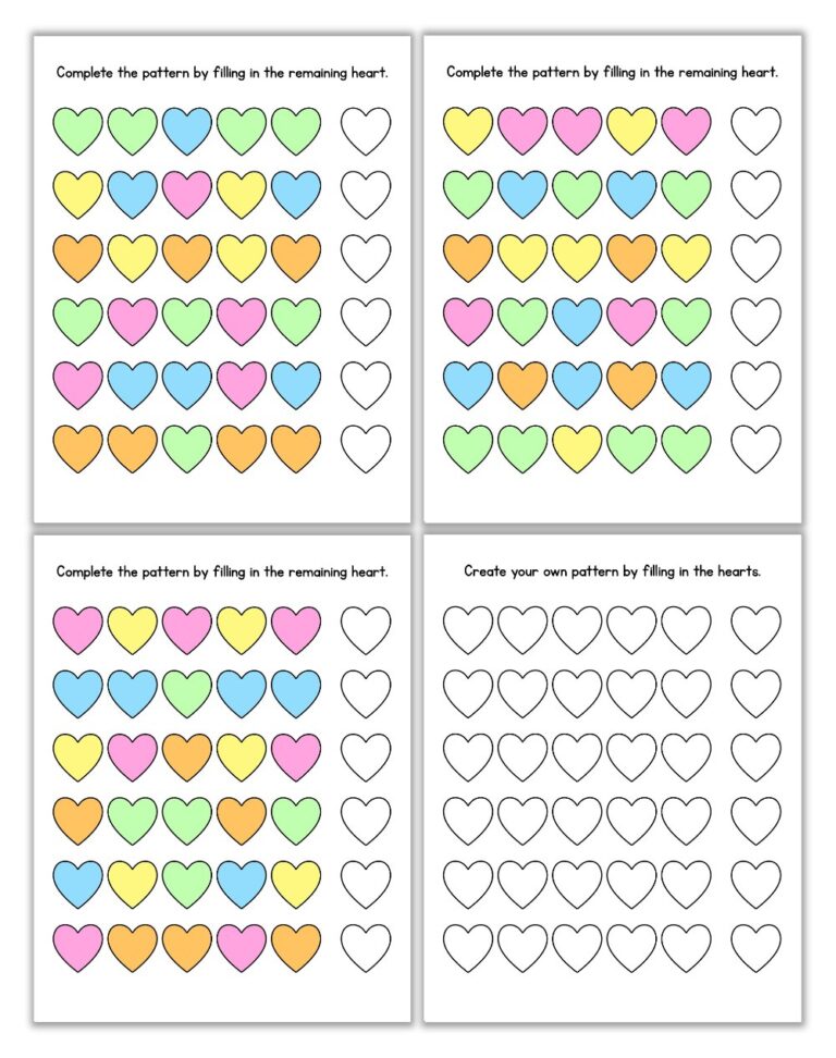 Free Heart Pattern Worksheets - The Craft-at-Home Family