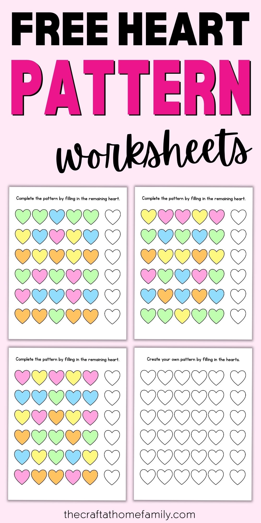 Free Heart Pattern Worksheets - The Craft-at-Home Family