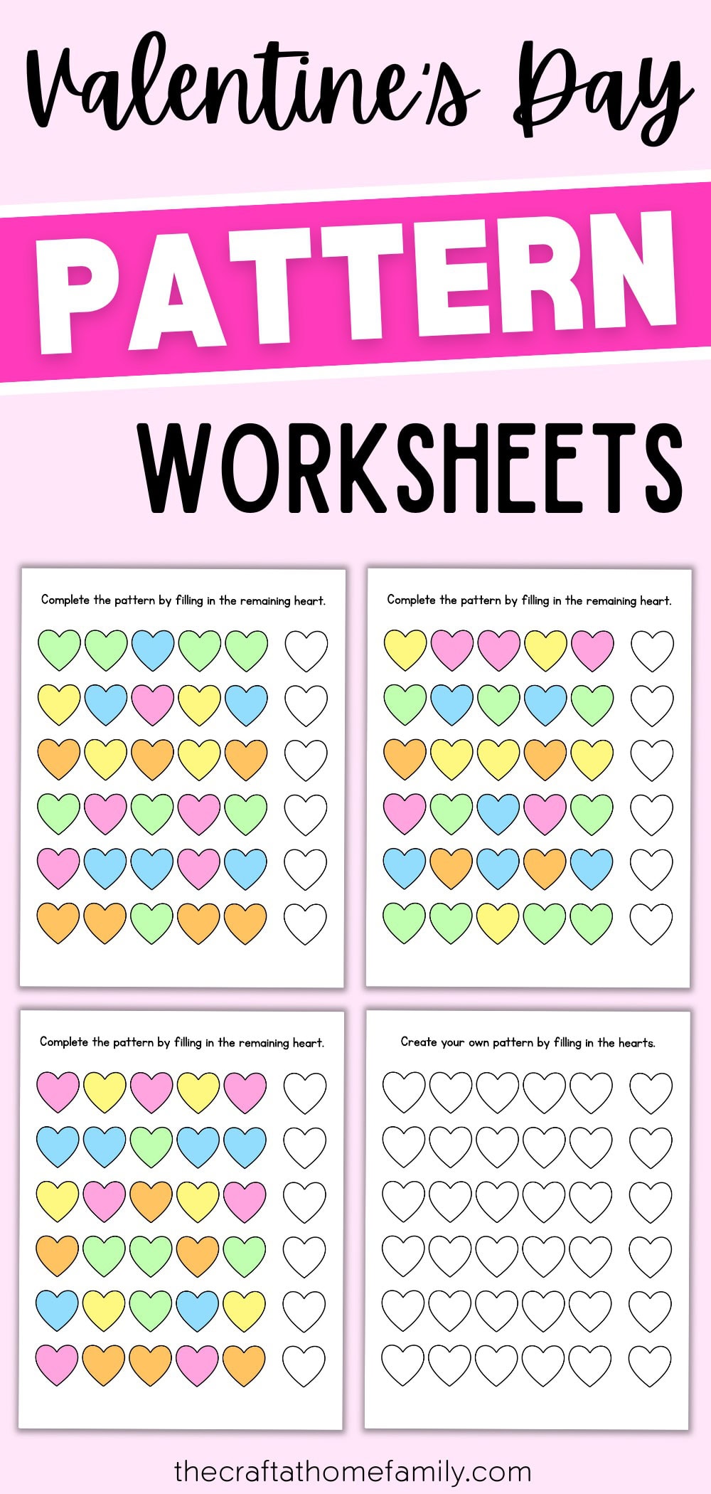 Free Heart Pattern Worksheets - The Craft-at-Home Family